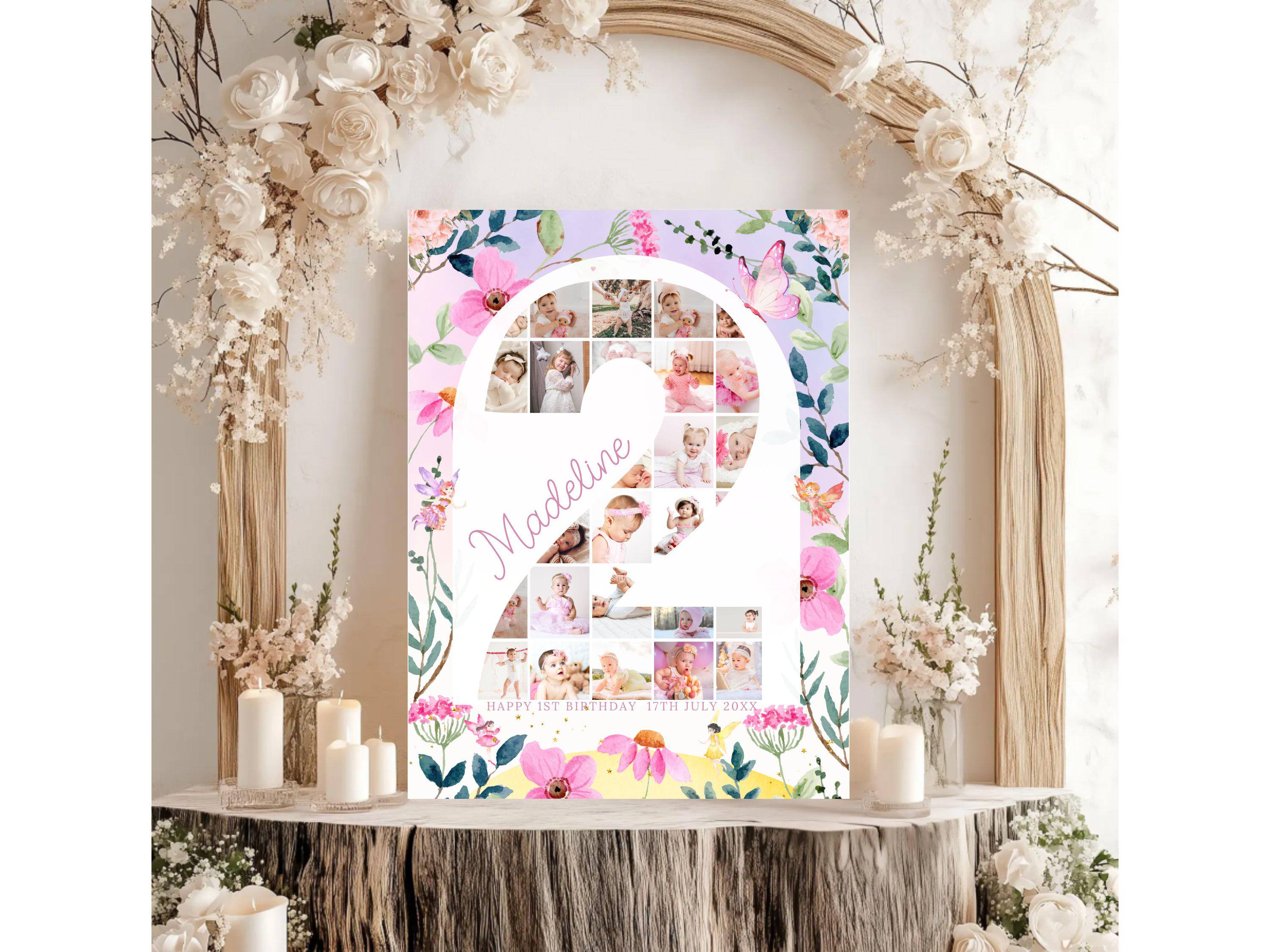 Floral Arch Birthday Number 2 Photo Collage, Number TWO Photo Template ...