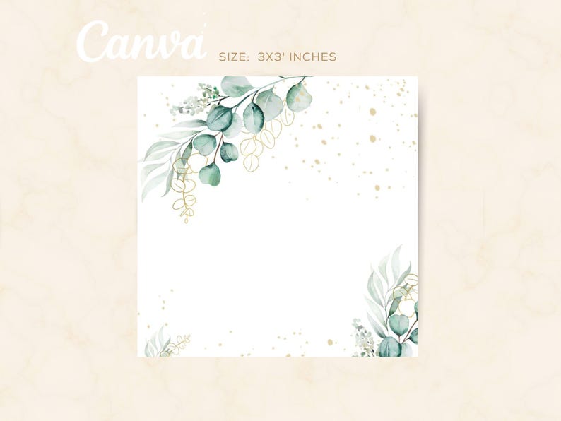 Greenery Eucalyptus Favor Tag Template, Classic Square Editable Canva ...