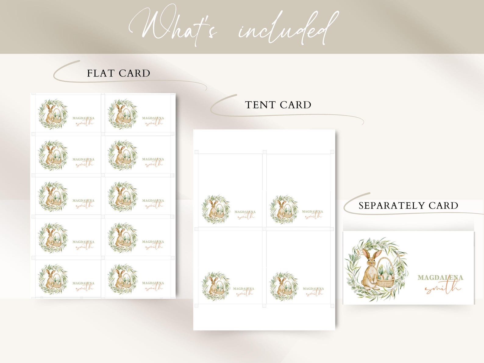 Floppy Bunny Food Label Place Card Template, Editable Floral Easter ...
