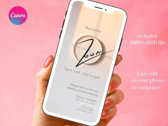 Simple Business Meeting Zoom Invitation Mobile Phone Editable | Etsy