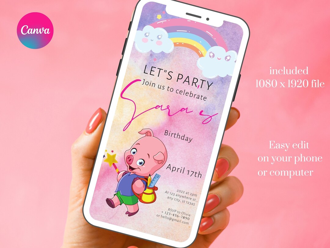 Kids Mobile Birthday Invitation Digital Electronic Phone Text - Etsy