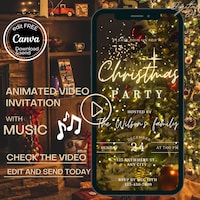 Editable Christmas Party Video Invitation: Animated Holiday Evite ...