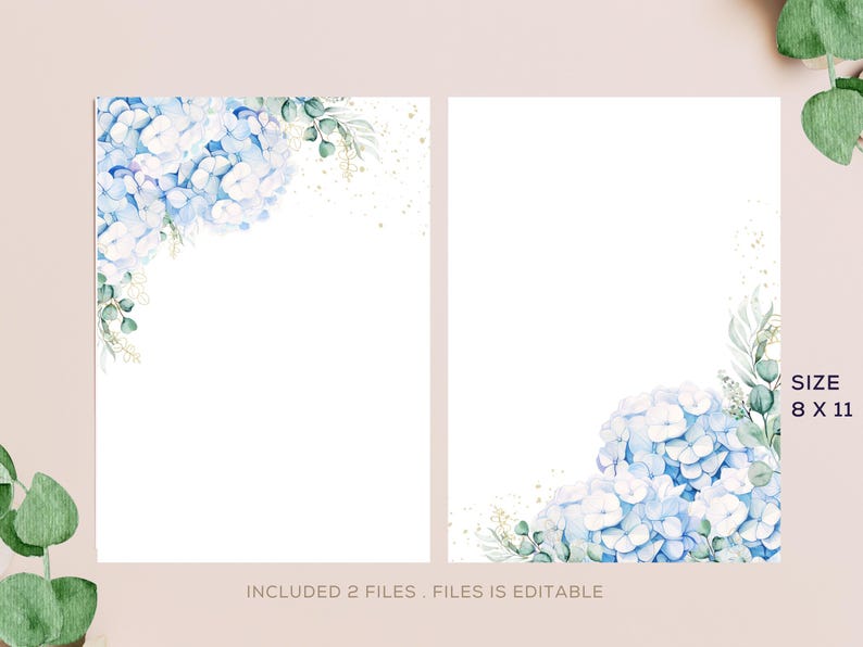 Blue Hydrangeas Eucalyptus Welcome Sign Template, Classic Editable ...