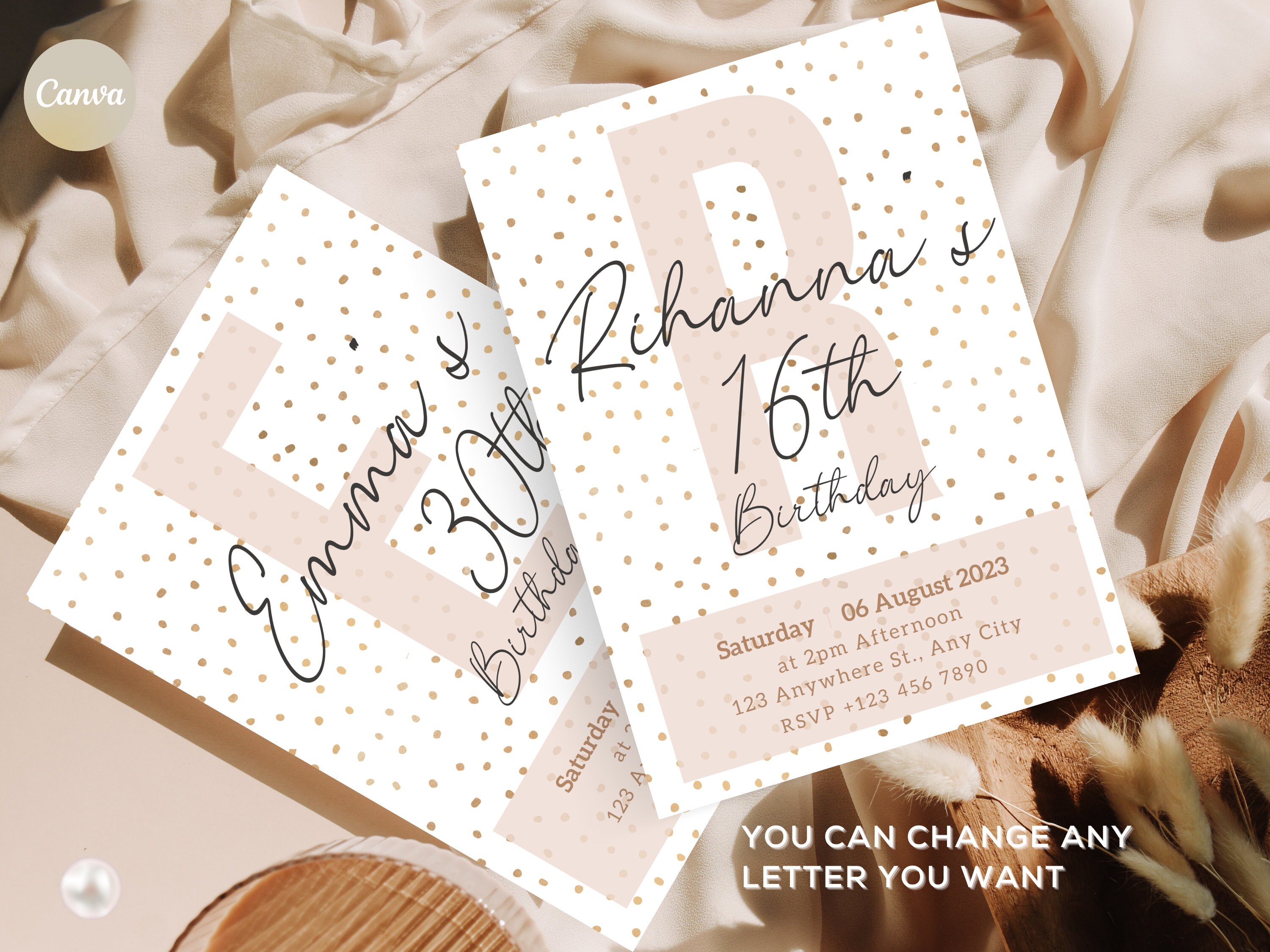 Plantilla de invitación de CUMPLEAÑOS con letra mayúscula de - Etsy México