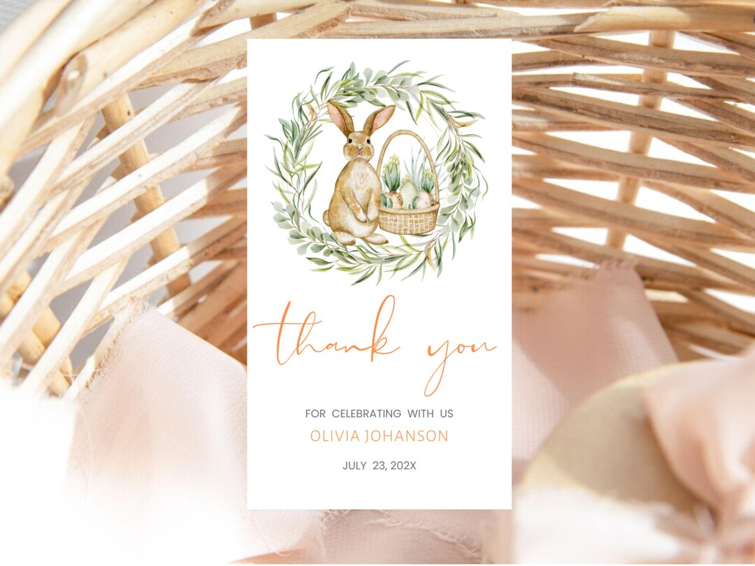 Floppy Bunny Easter Thank You, Floral Easter Rabbit Kids Gift Tag ...