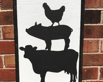 Pig Chicken Cow Sign - Etsy