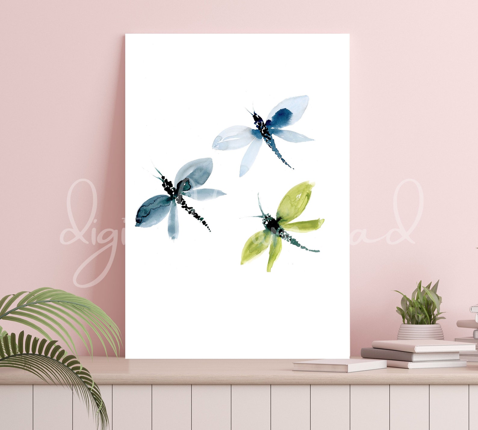 Dragonfly Watercolor Print, Nursery Decor, Bug Art Printable ...