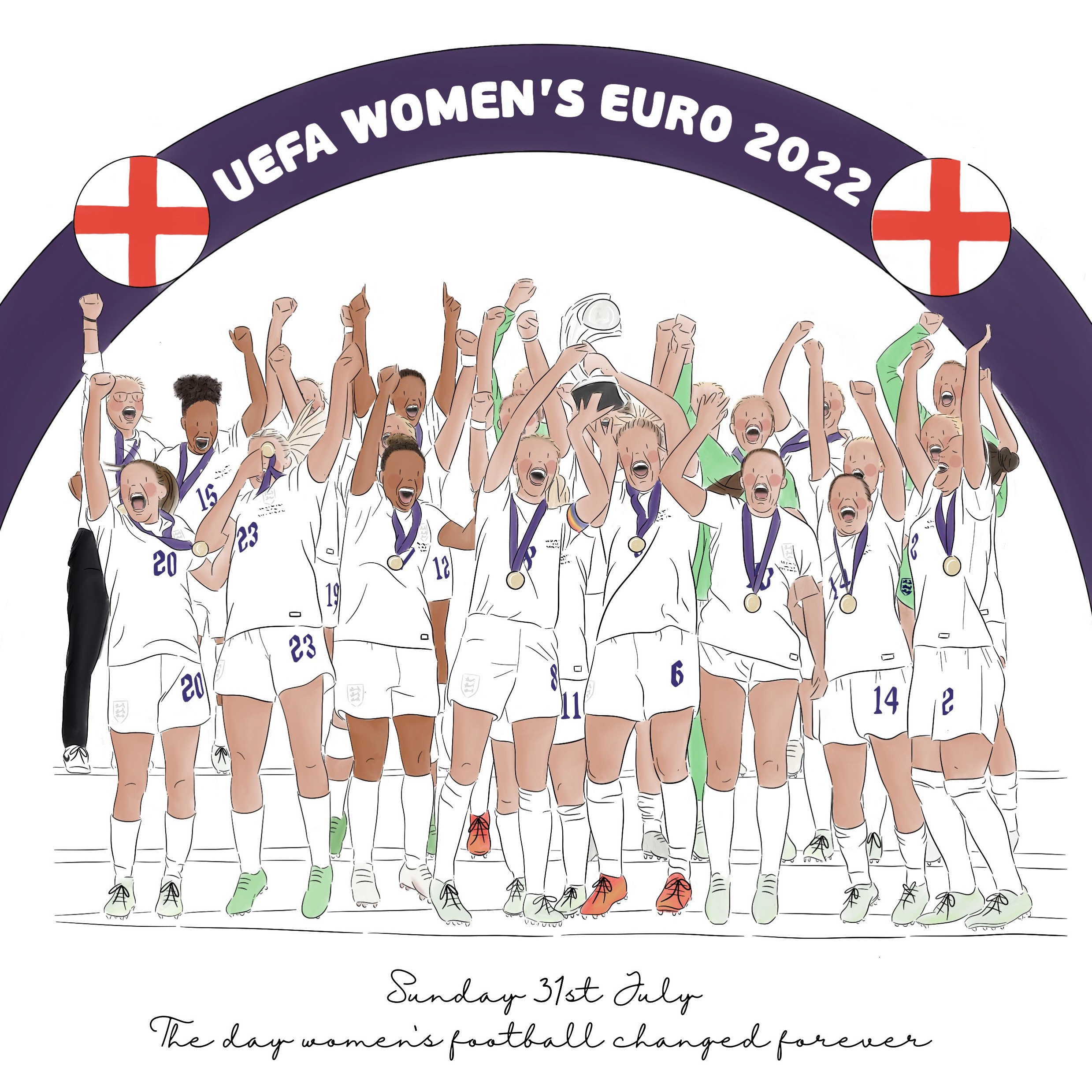 England Womens Football Team Print Lionesses Print Euro - Etsy UK