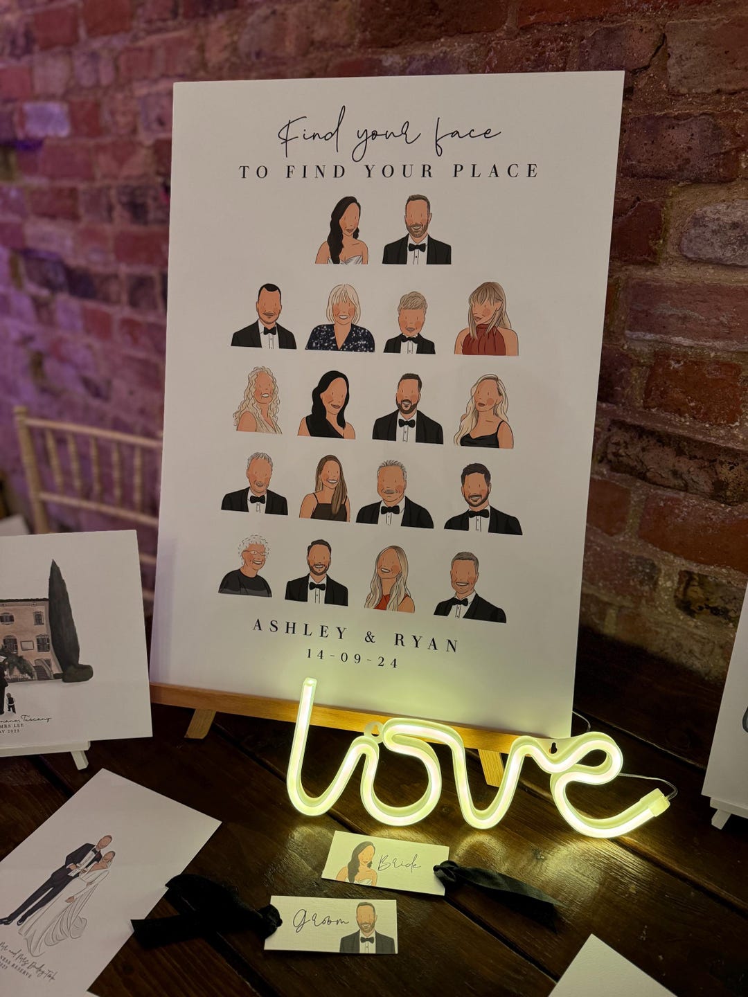 Illustrated Faces Table Plan - Etsy
