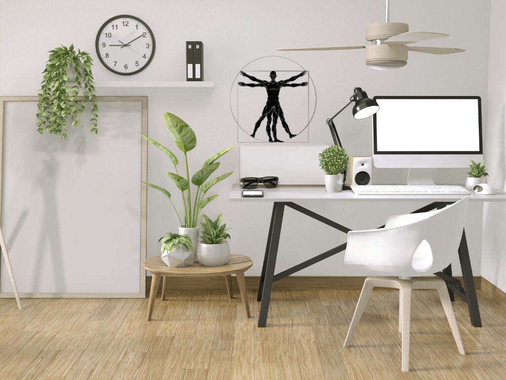 Printable Decal Sticker, Home Office Decor Gift, Vitruvian Man Print ...