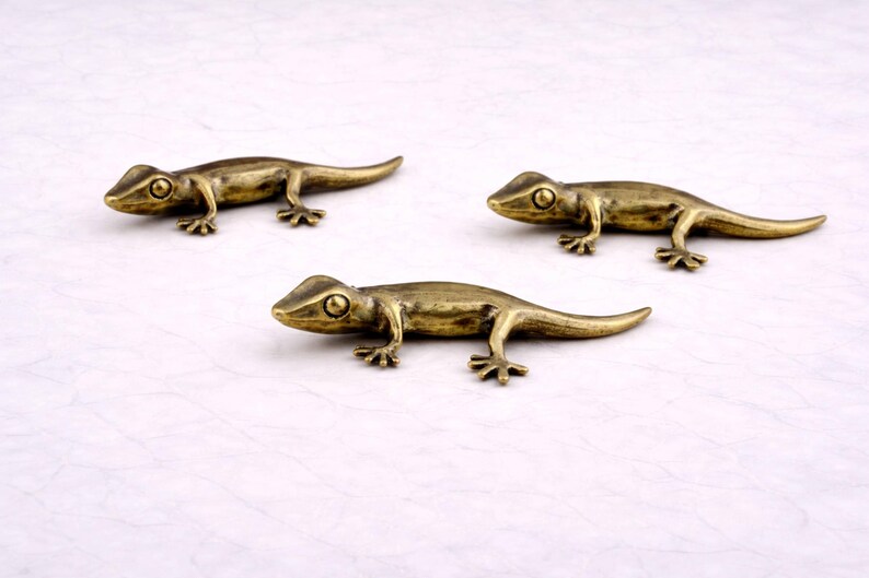 Brass Gecko Figurine, Mini Lizard Decor, Vintage Animal Ornament - Etsy