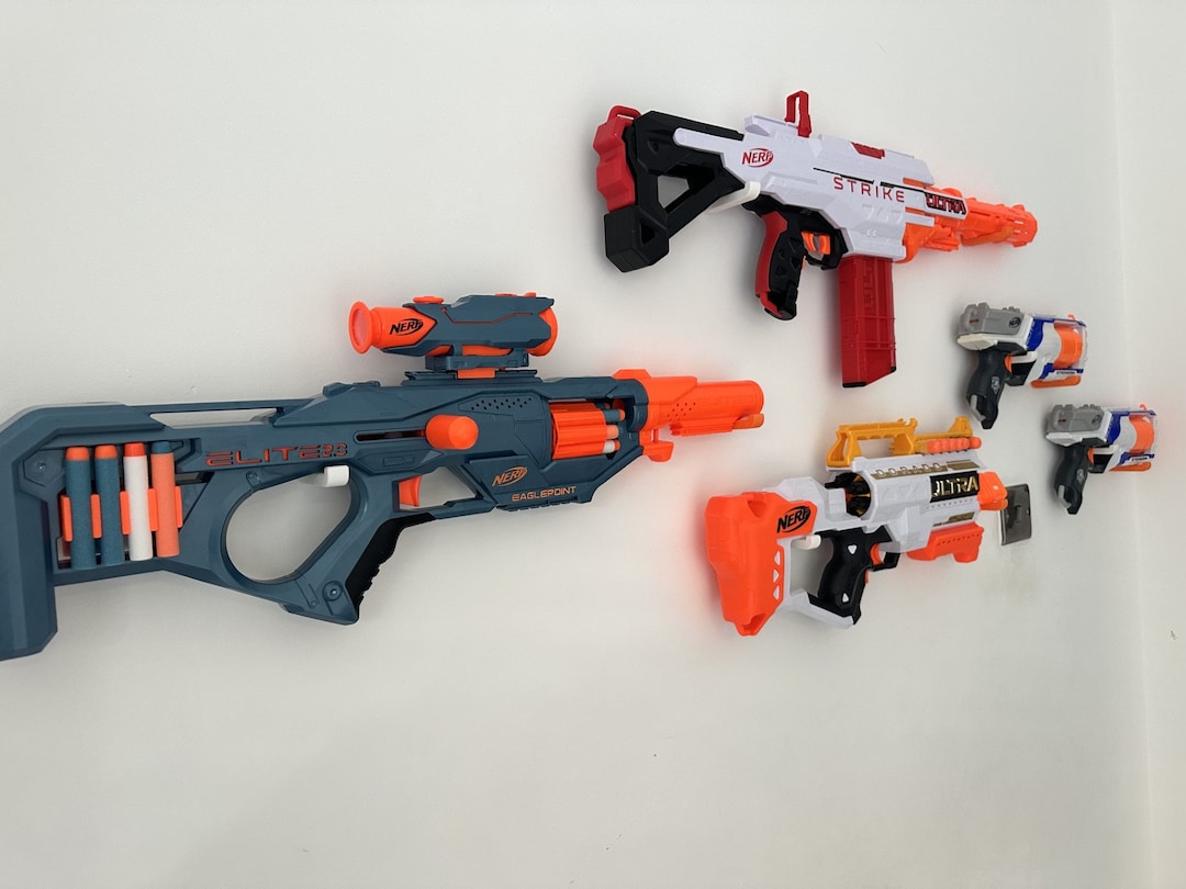 NERF Gun Holder Brackets - Orange & White Hangers - Designed to Fit All ...