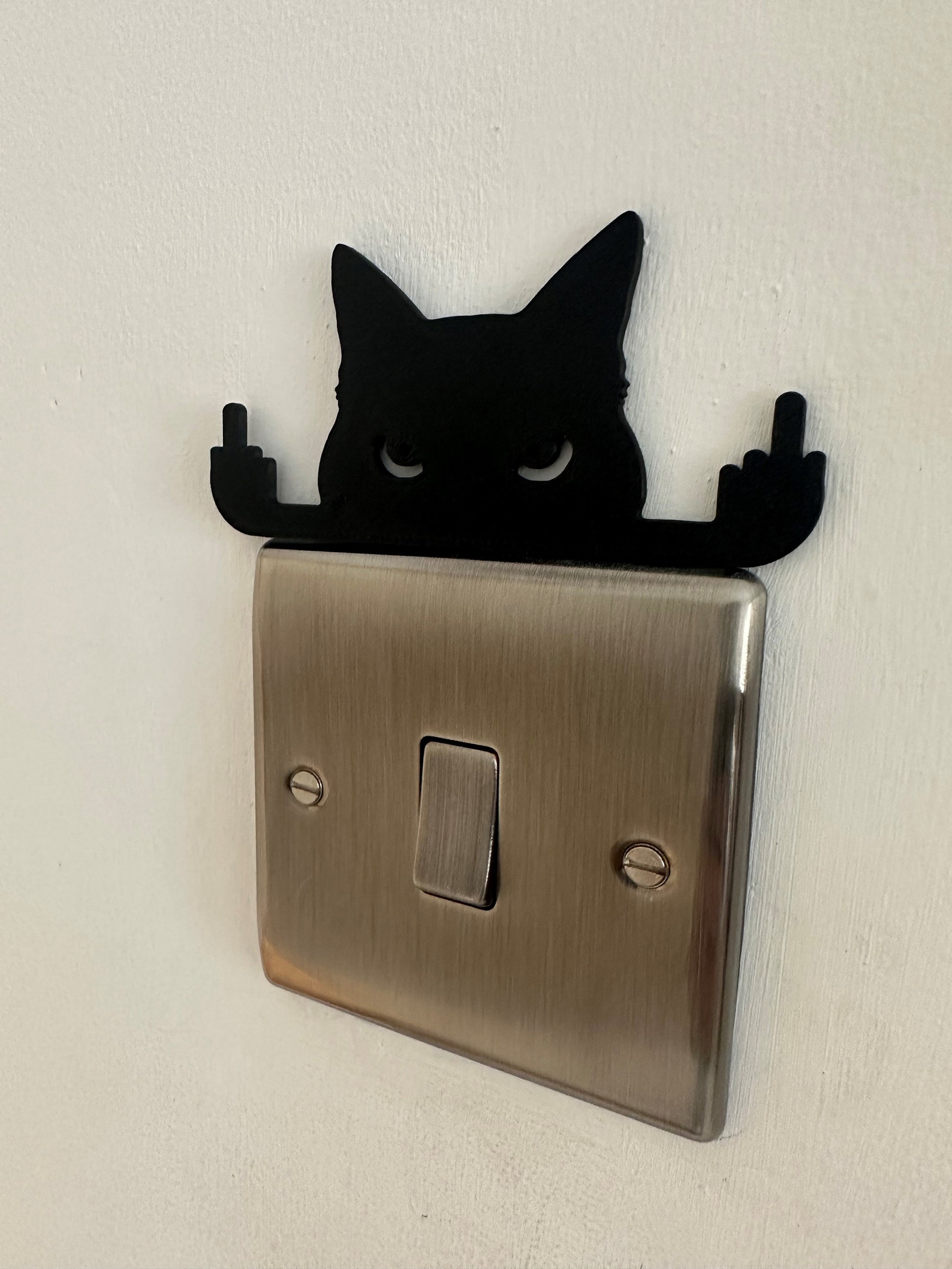 Funny Cat Middle Finger Light Switch Decor - Table/desk - Humorous Wall ...