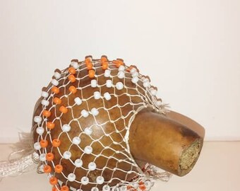 African Cowery Shell Natural Shekere West Hand Held Shaker Gourd Rattle ...