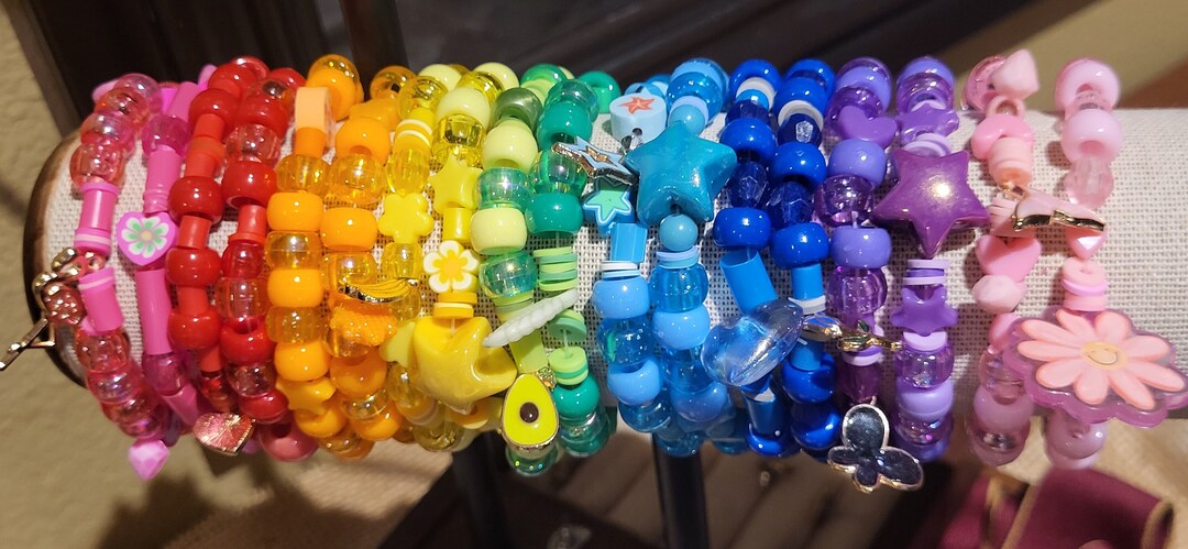 Rainbow Bracelet Set Set of 9, Colorful Bracelets, Kandi, Rainbow - Etsy