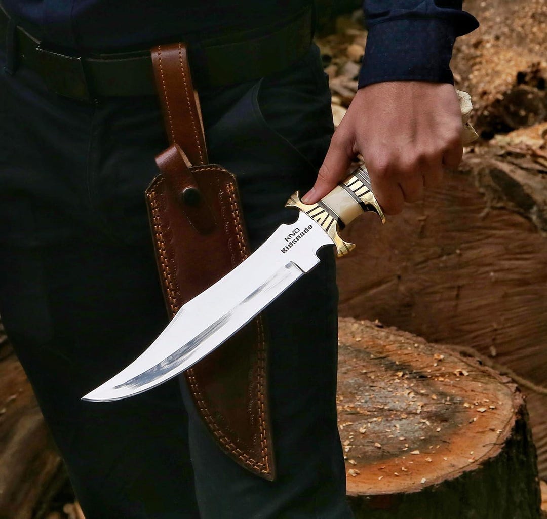 Stainless Steel Hunting Knife Fixed Blade With Sheath Firm Grip Handle ...