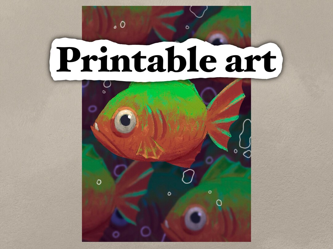 Piranha/ Fantasy / Digital Download / Wall Art /printable Art / 7x5 In ...