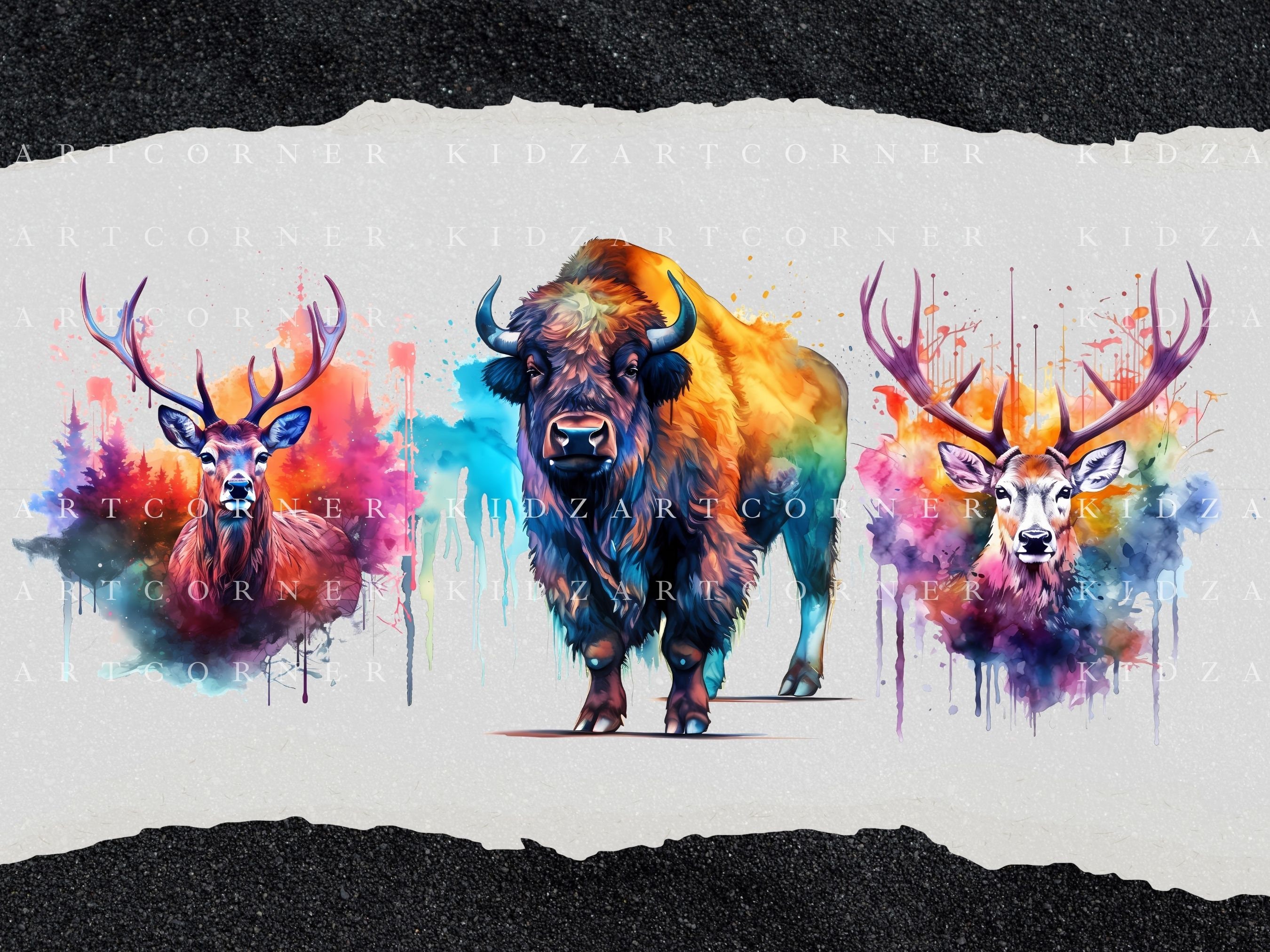 Native American Watercolor Clipart Indian PNG Bison Wolf Desert Cactus ...
