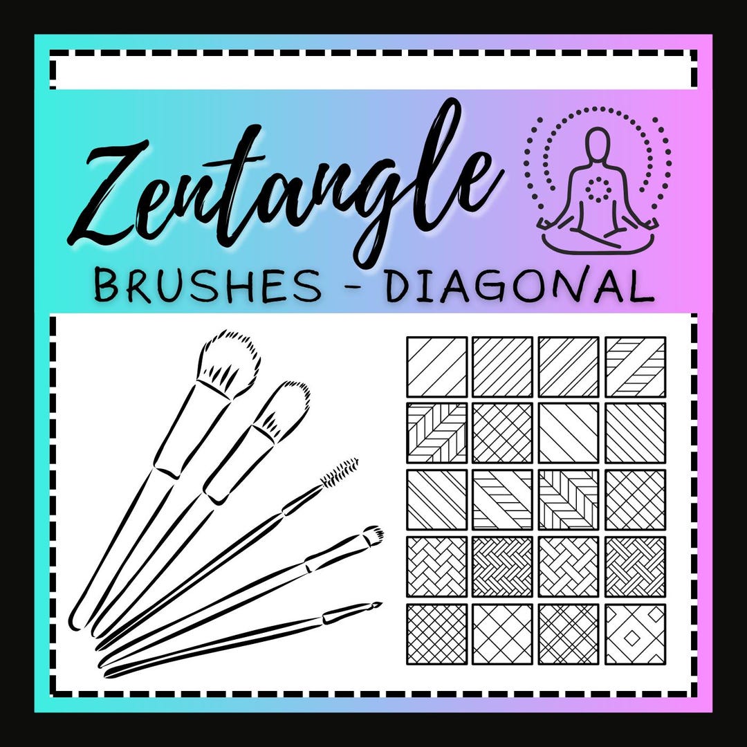 Procreate Zentangle Brush Pack – 20 Diagonal Pattern Brushes – Digital ...