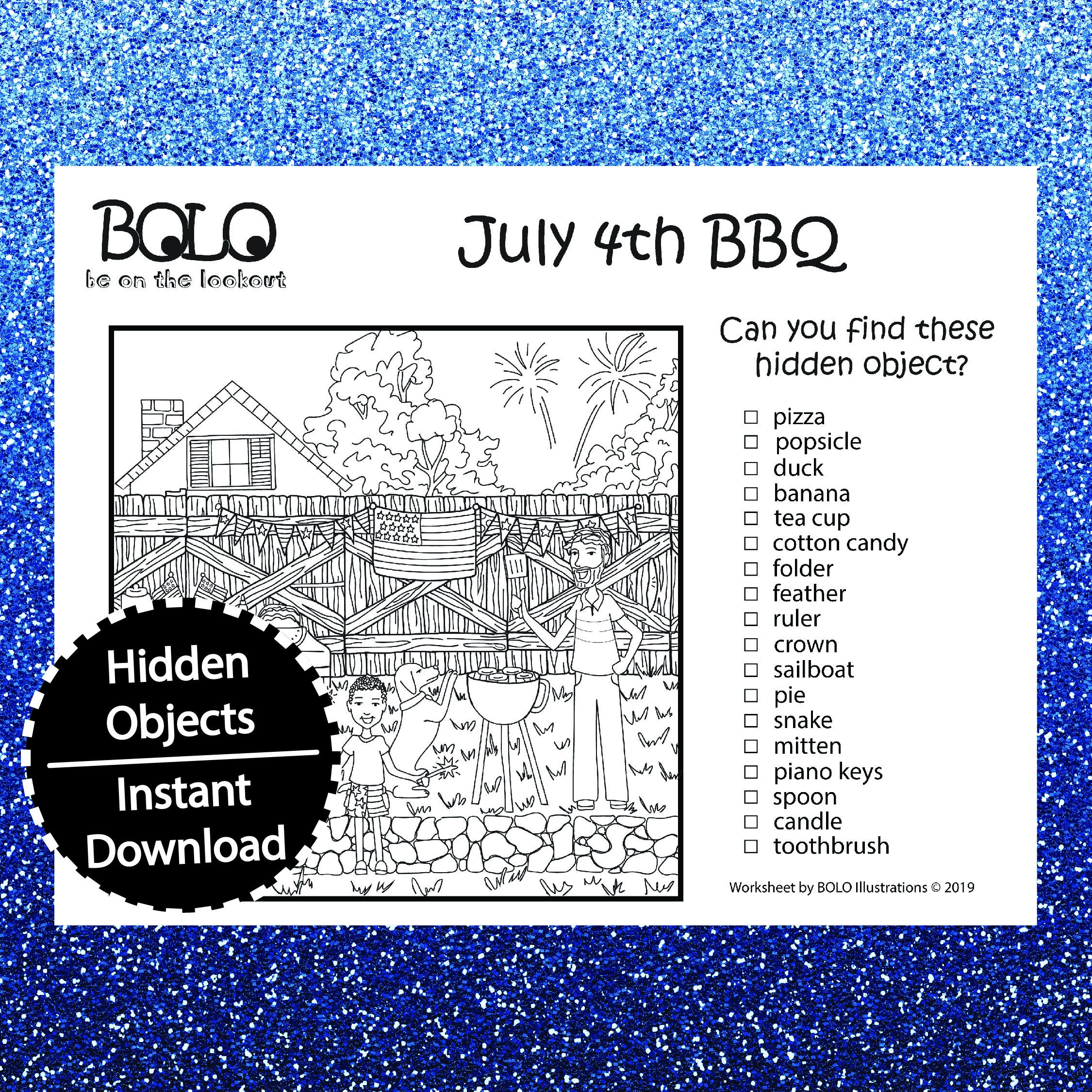 July 4th BBQ BOLO Be on the Look Out, Hidden Objects, Pictures ...