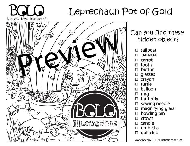 Hidden Objects - St. Patrick's Day Leprechaun With Pot of Gold- BOLO ...