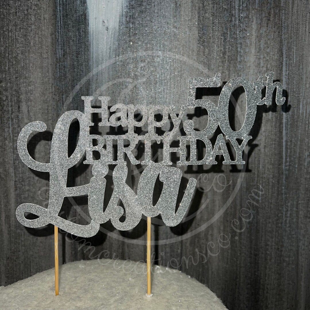 Custom Happy Birthday Cake Topper, Flower Arrangement Accessory, Custom ...