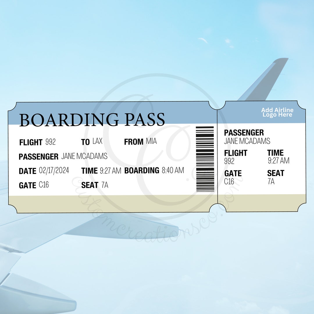 Custom Boarding Pass, Airline Ticket, Personalized Boarding Pass ...