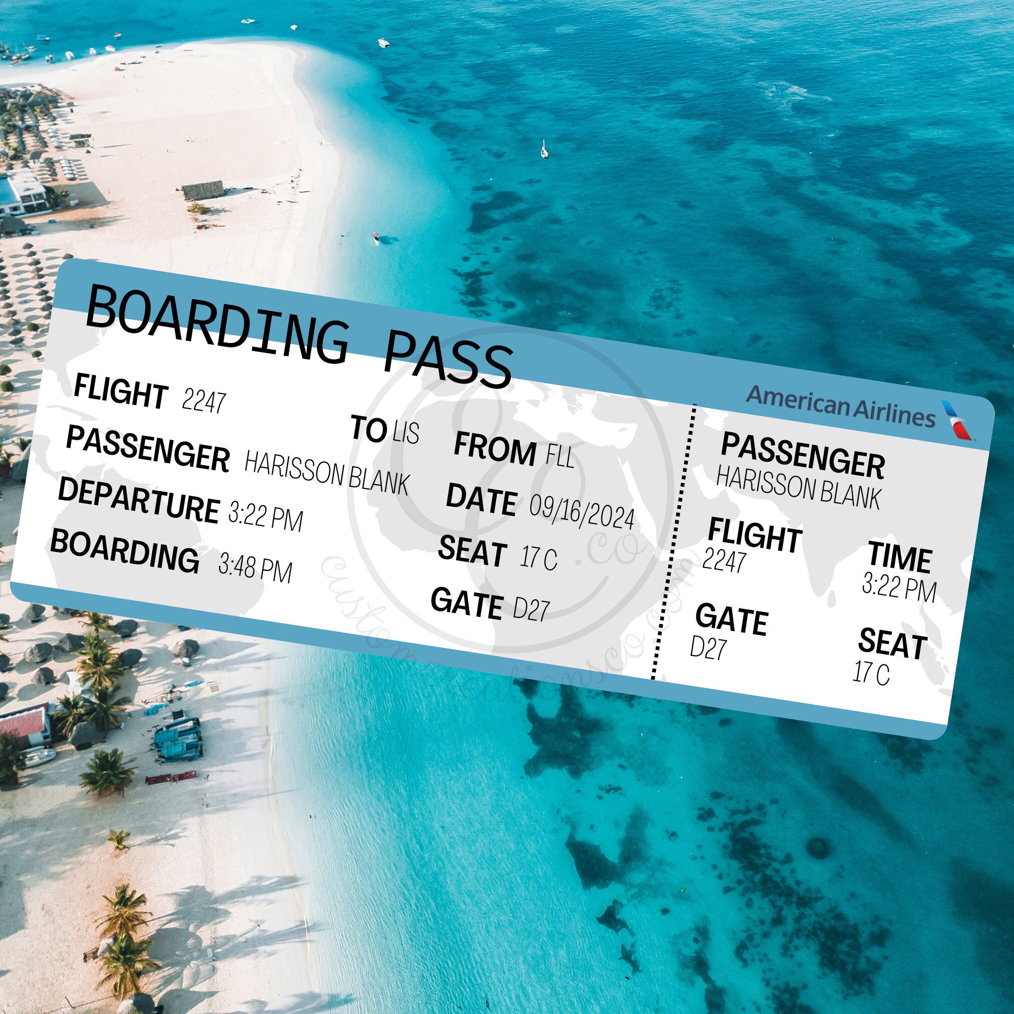 Custom Boarding Pass, Airline Ticket, Personalized Boarding Pass ...