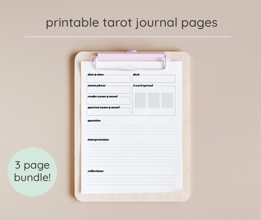 Tarot Journal Printable | Tarot Readings Tracker | Printable Tarot ...