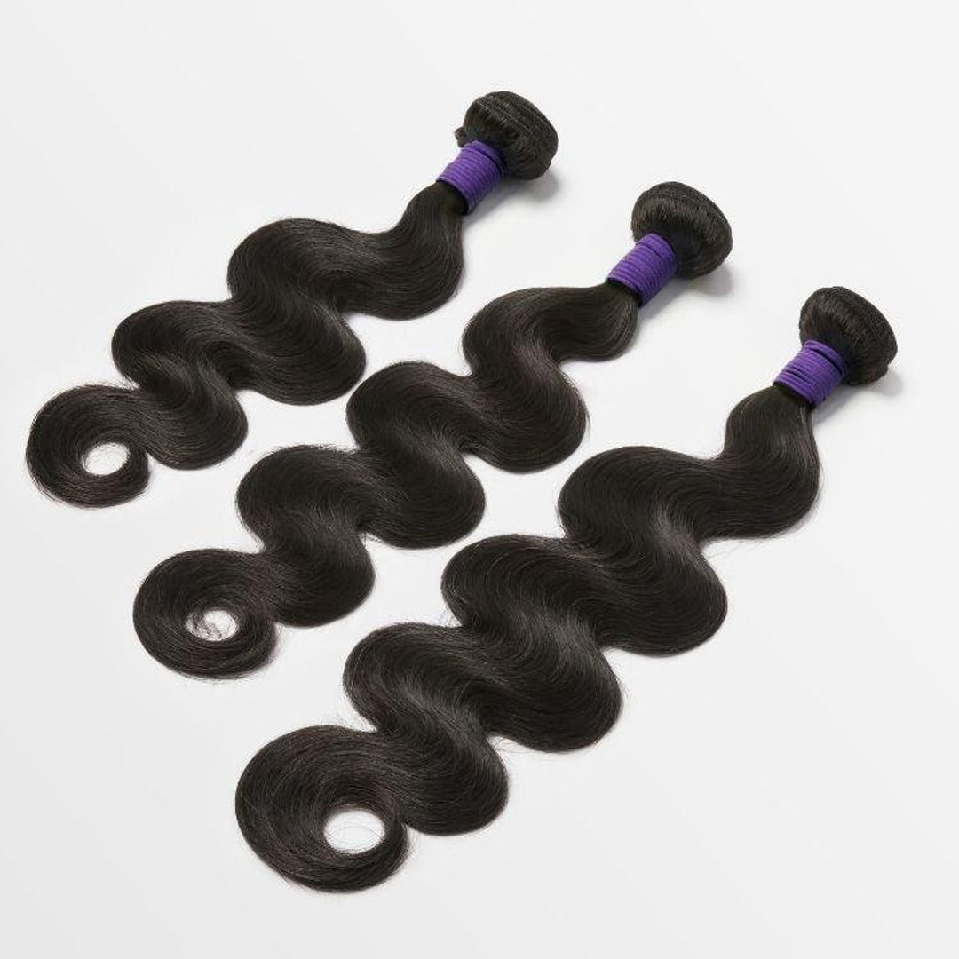Natural Black Original Human Hair Bundle Closure Frontal Wig Patch Deep ...