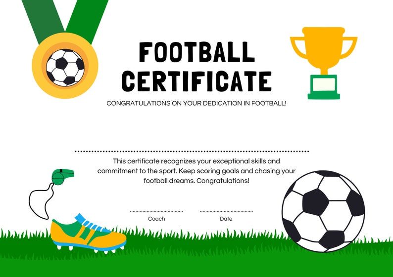 Football Dedication Certificate - Etsy