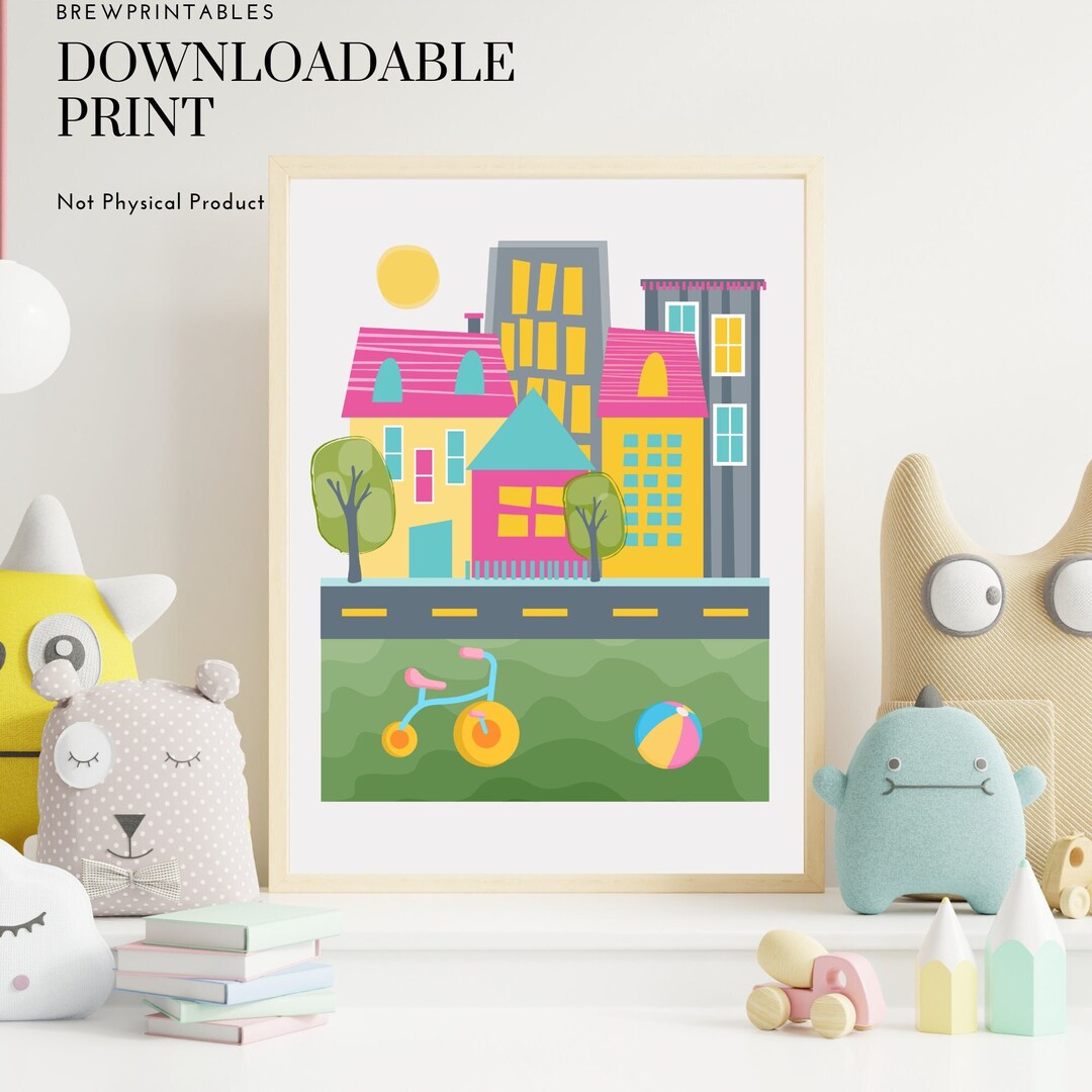 Vibrant and Playful Modern Digital Art for Children's Room Decor ...