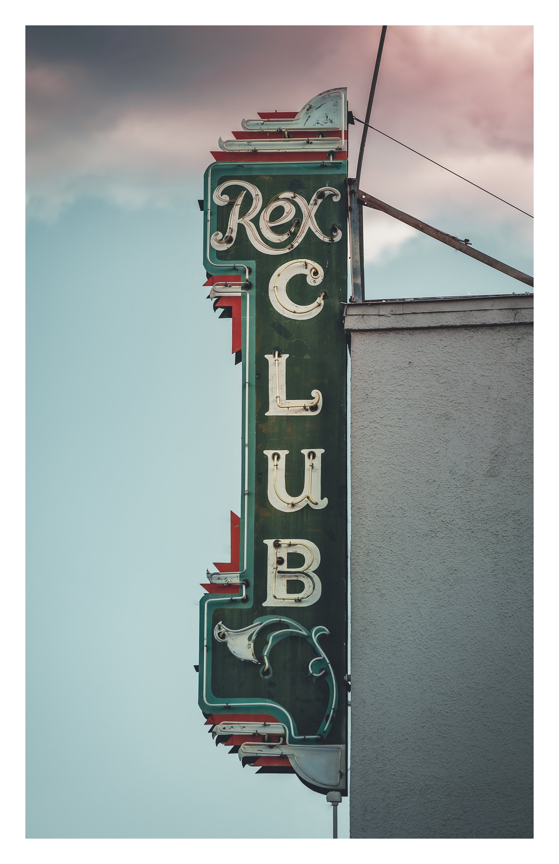 Retro Sign Print, Rex Club, Mid Century Bar Sign, Blue and Green ...