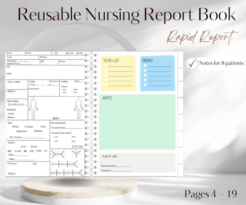 Reusable Nursing Report Book- Anatomy - Etsy