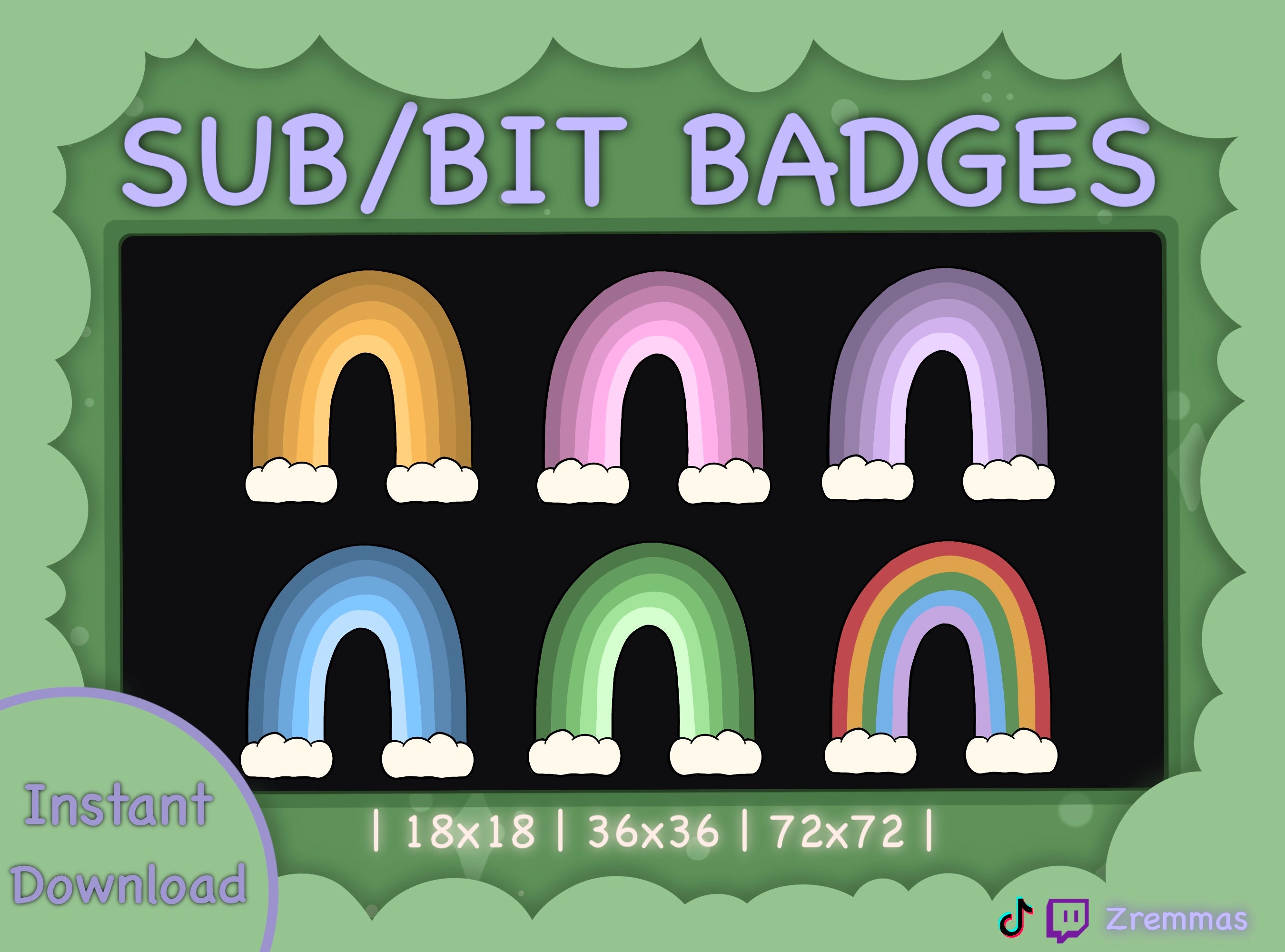 Rainbow Arch Twitch Badges / Streamer Graphics / Bit Badges / Sub ...
