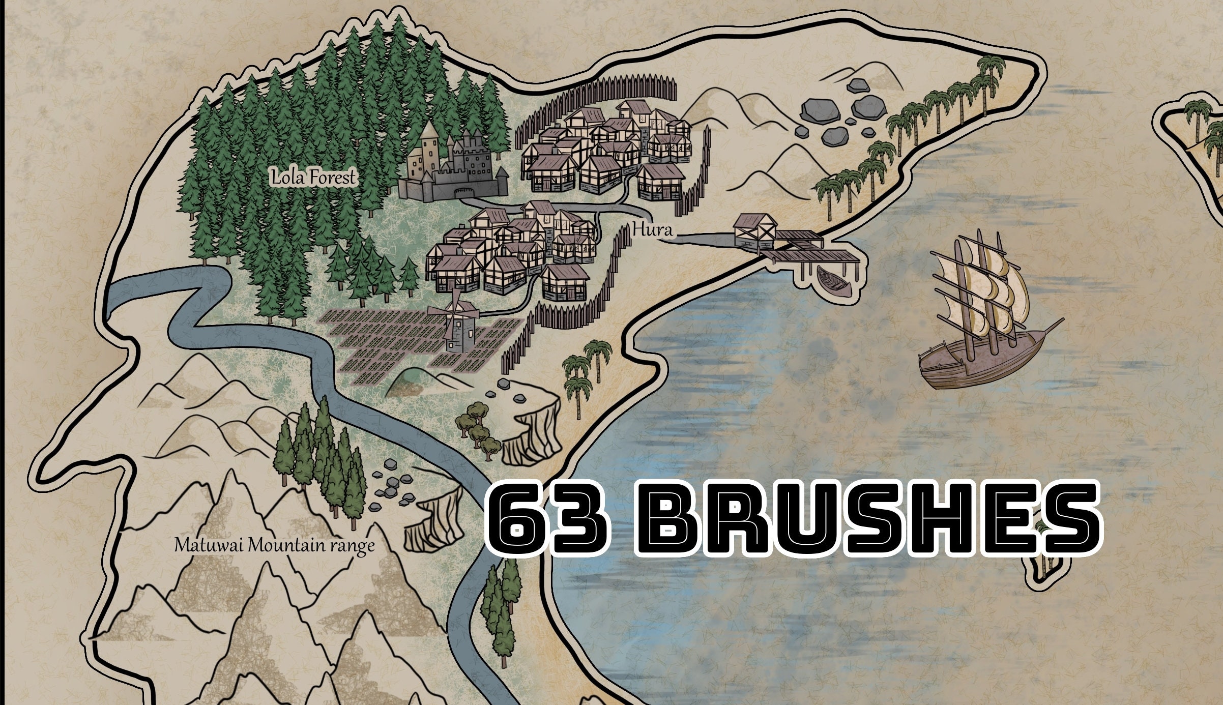 63-base Medieval Map Brush Set for Krita - Etsy