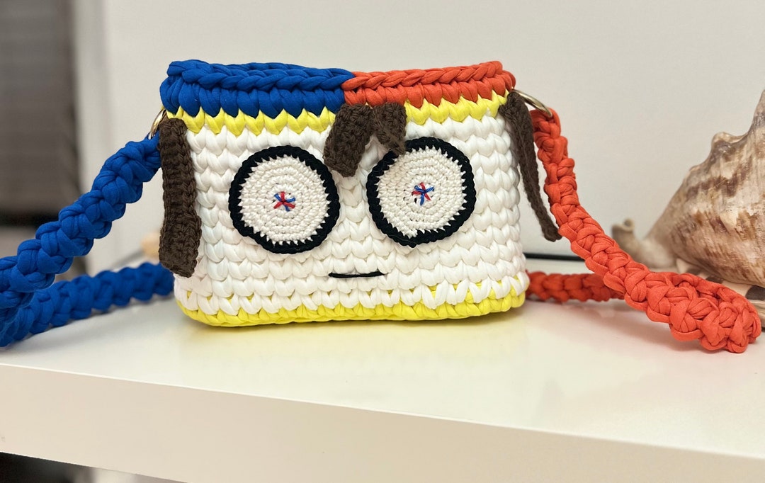 Pomni Inspired Recycle Fabric Yarn Crochet Shoulder/crossbody Bag, - Etsy