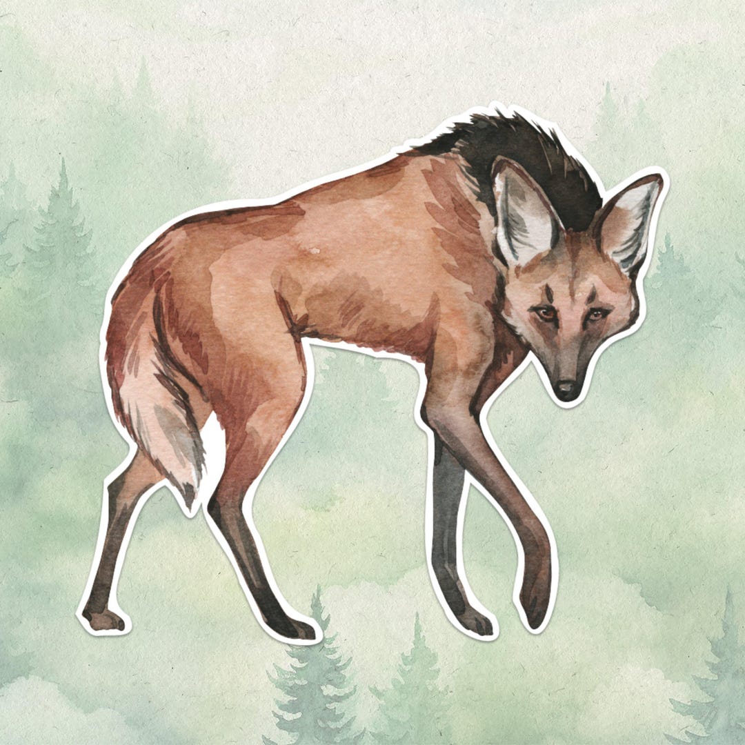 Waterproof Vinyl Maned Wolf Sticker, Cute Animal Lover Gift, Great ...