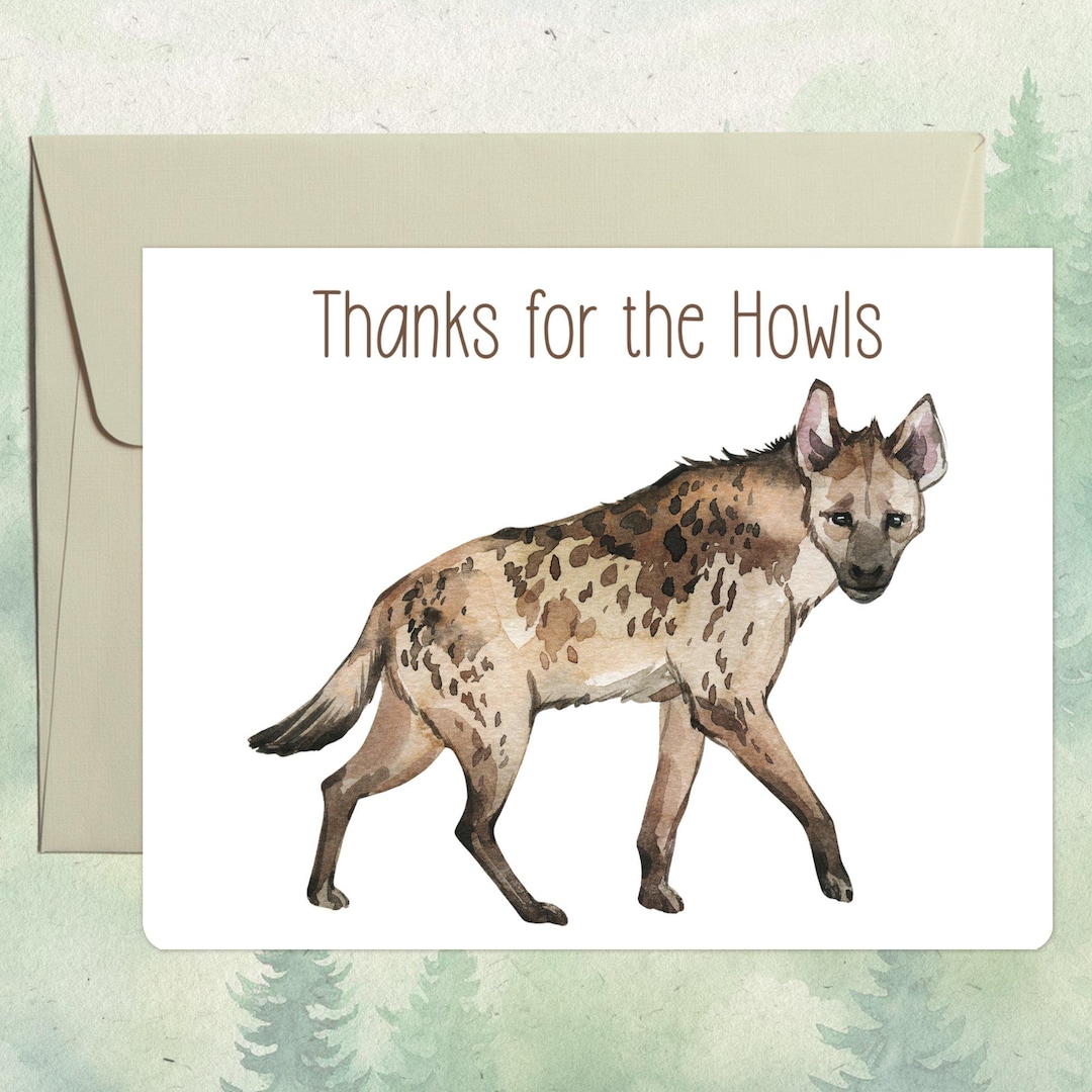 Custom Handmade Hyena Card, Cute Animal Lover Gift, Personalized Animal ...