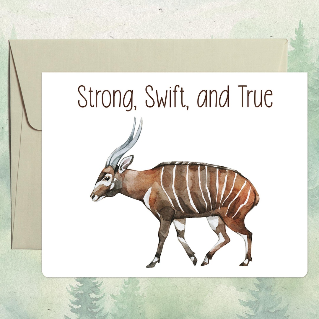 Custom Handmade Bongo Antelope Card, Cute Animal Lover Gift ...