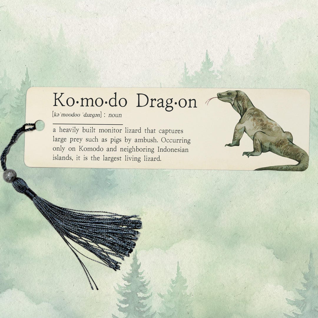 Komodo Dragon Bookmark, Cute Dictionary Definition, Book Lover Gift - Etsy