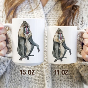 Mandrill Mug - Personalized Ceramic Coffee Mug - Watercolor - Etsy