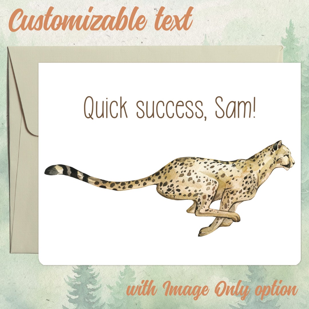 Cheetah Card. Personalized Handmade Greeting Card. Animal Lover Gifts ...