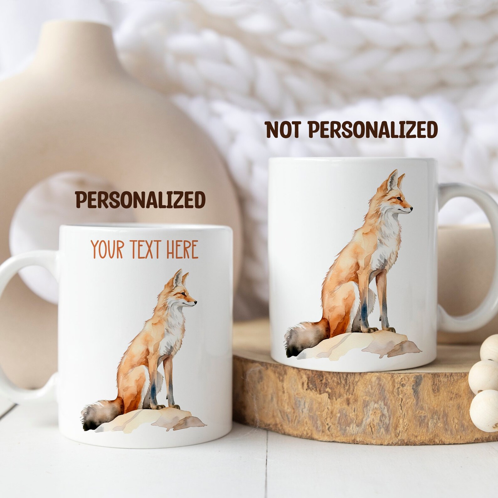 Fox Mug - Personalized Ceramic Coffee Mug - Watercolor - Etsy