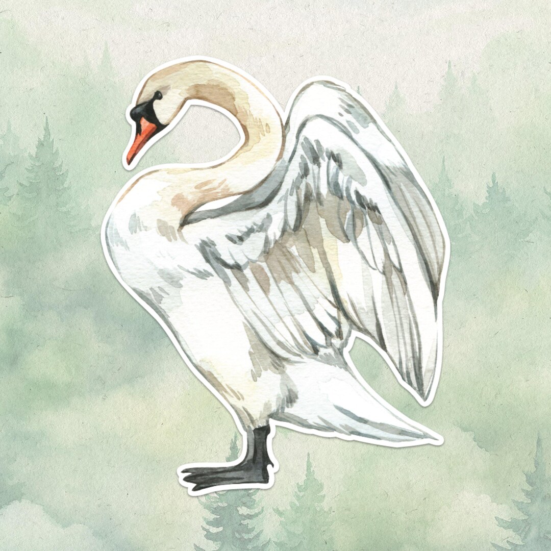 Waterproof Vinyl Swan Sticker, Cute Bird Lover Gift, Great Decal for ...