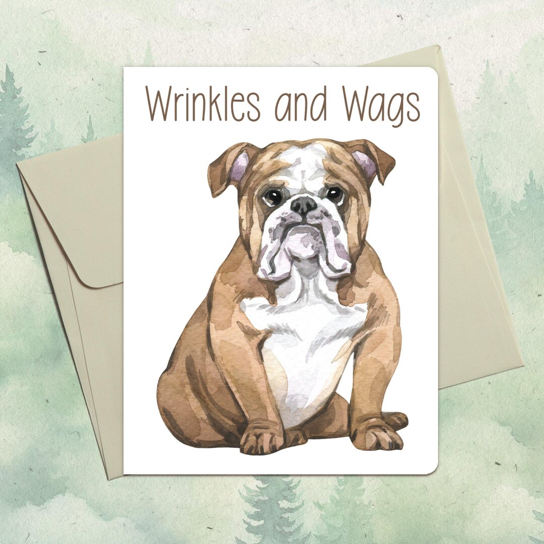 Custom Handmade English Bulldog Card, Cute Pet Lover Gift, Personalized ...