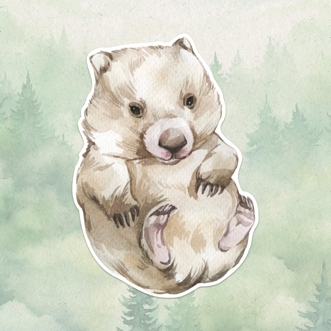 Waterproof Vinyl Wombat Sticker, Cute Animal Lover Gift, Great Decal ...