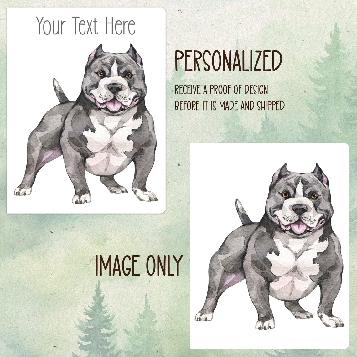 Custom Handmade American Bully Card, Cute Pet Lover Gift, Personalized ...