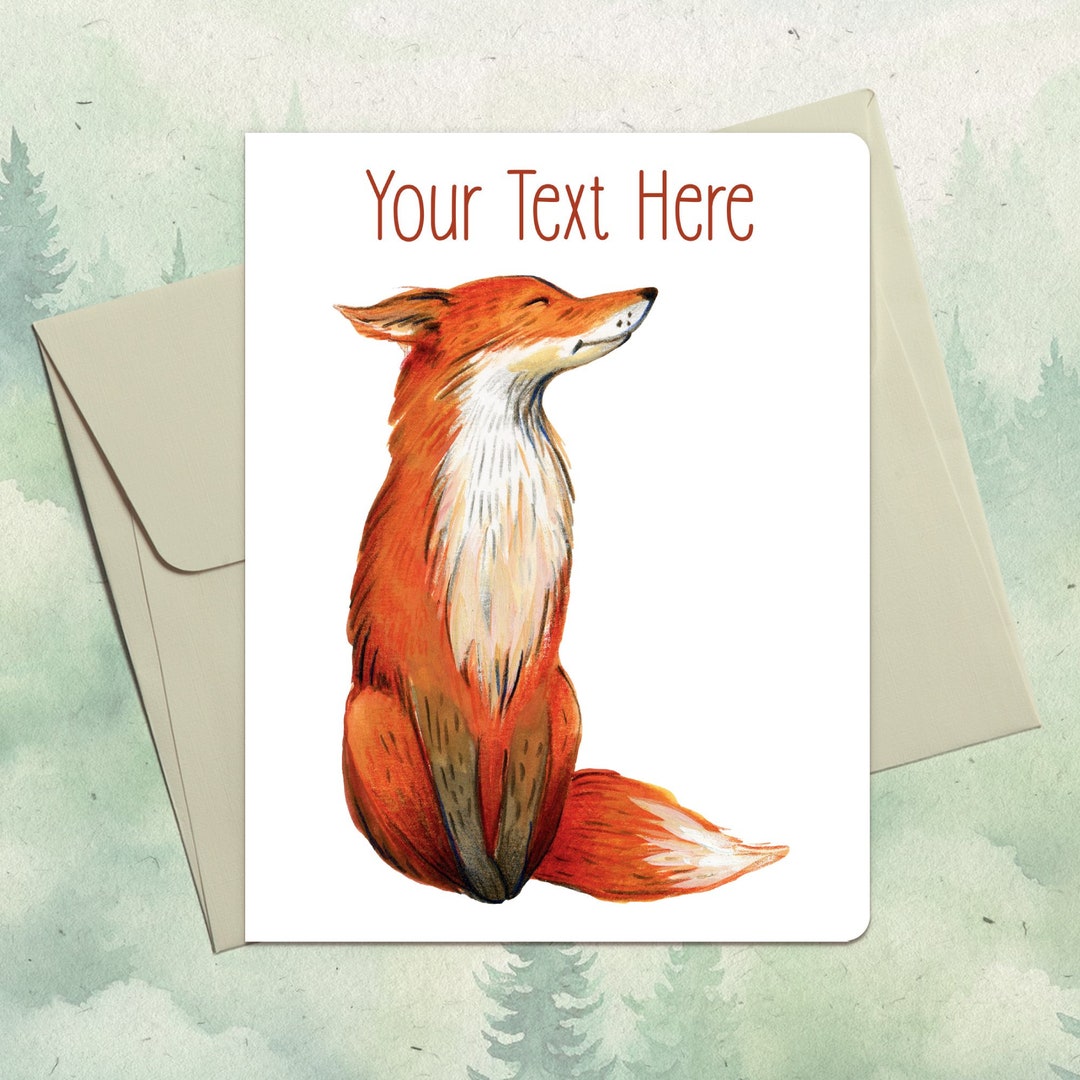 Fox Card. Personalized Handmade Greeting Card. Animal Lover Gifts - Etsy