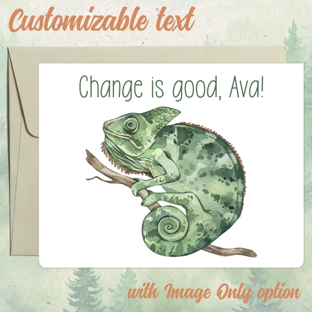 Chameleon Card. Personalized Handmade Greeting Card. Animal Lover Gifts ...
